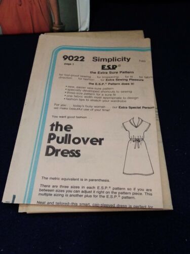 Simplicity 9022 E.S.P. ESP Extra-Sure Pattern size K 8 10 12 Miss ...