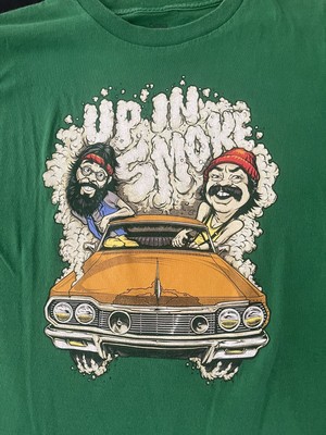 Cheech and Chong T-Shirt Men's Size M Up In Smoke Graphic Green Shirt ...