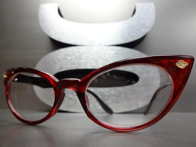 CLASSIC VINTAGE RETRO 60s CAT EYE Style Clear Lens EYE GLASSES Red ...
