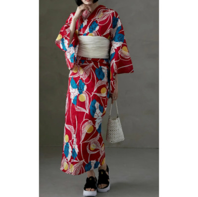 Japanese Summer Kimono Yukata Burning red-hot fires Yukata and obi set ...