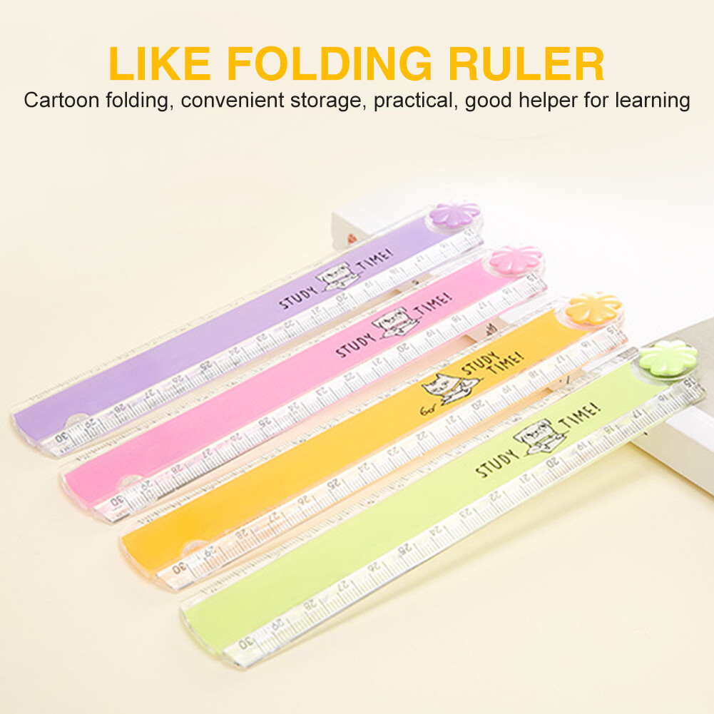 5pcs 30cm Plastic Transparent Folding Ruler School Stationary Compact ...