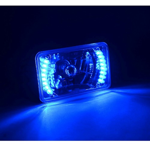 4X6" Blue LED Halo Drl Halogen Headlight Headlamp Light Bulbs Crystal ...
