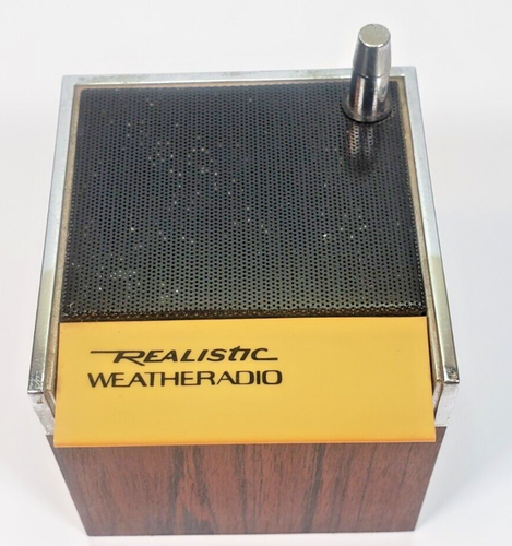 Vtg MCM Realistic Radio Shack Weather Radio Cube 12-181A Faux Walnut ...