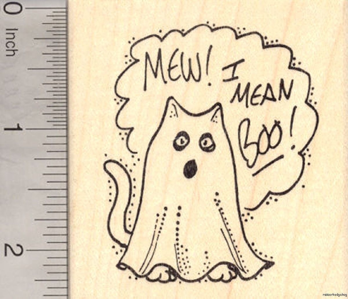 Halloween Mew Boo Cat ghost Rubber Stamp WM H7402 | eBay