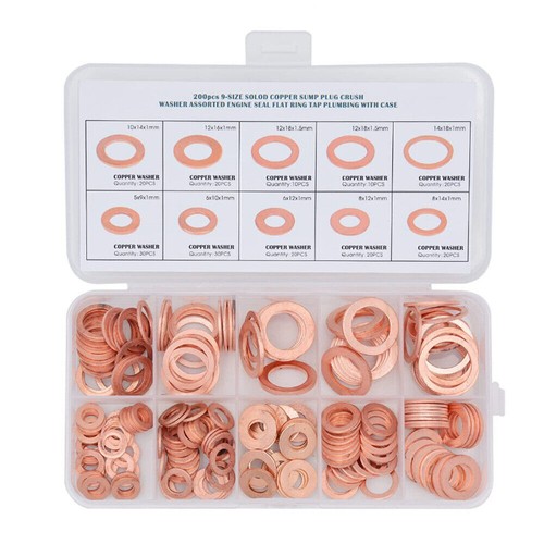 Auto Copper Crush Washers Assortment Flat Sealing Washer M5 M6 M8 M10 ...