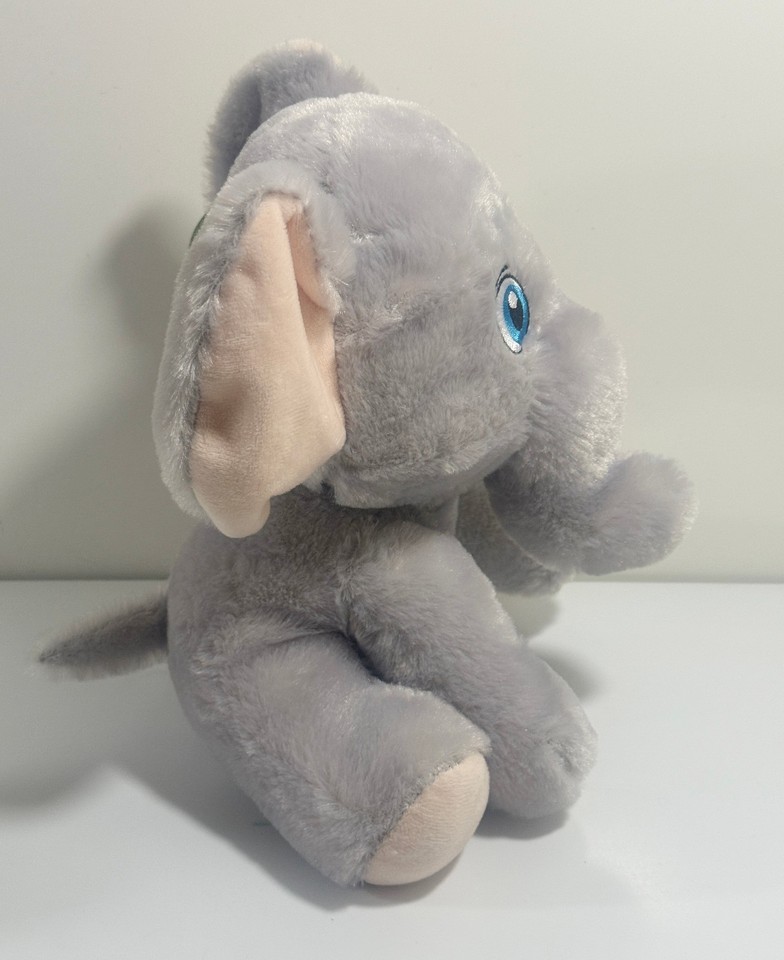 Kellytoy Elephant Gray Plush 10" Grey Stuffed Animal Sewn Blue Eye Soft ...