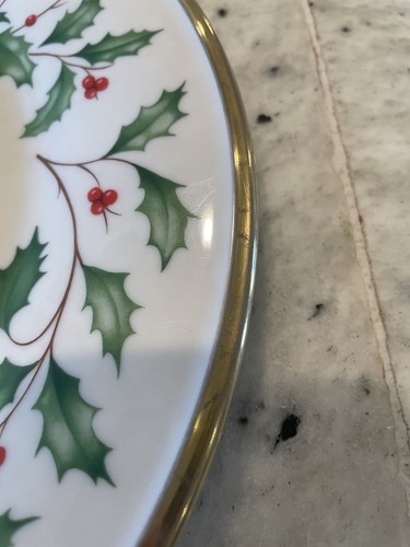 Lenox Holiday Pattern Dinner Plate Holly Berry Ivory Bone China Set Of ...