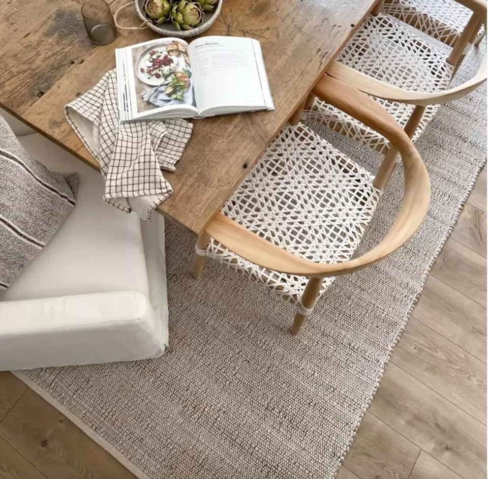 Jute Cotton Hand Woven Natural Farmhouse Area Rug for Living Room ...