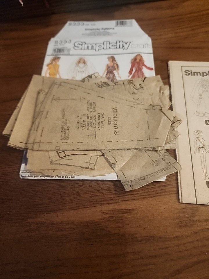 Vintage Simplicity Crafts 8333 Sewing Pattern Barbie Doll Clothes 11 ...