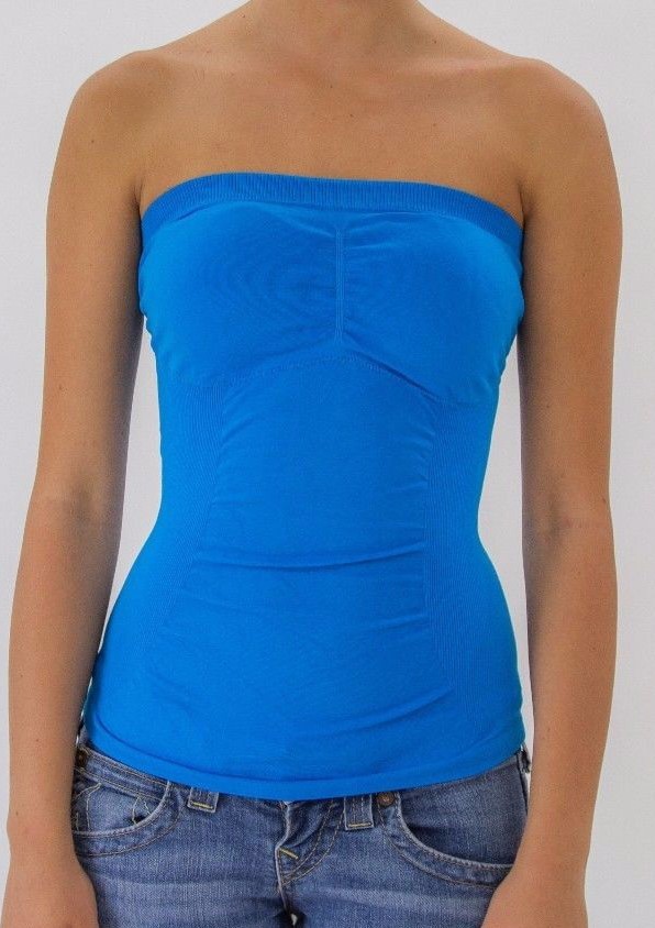 Women's Strapless Ribbed Seamless Bandeau Tube Top Layering Stretch ...