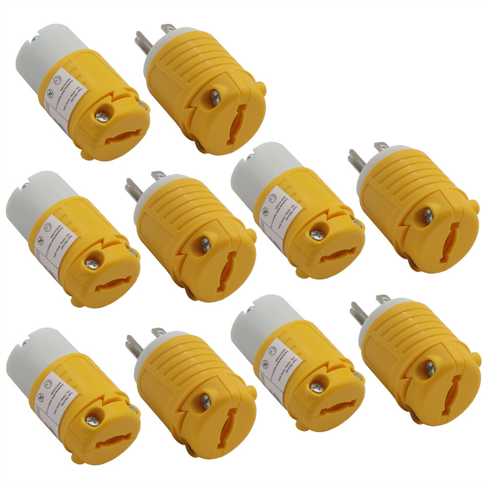 5 Set Straight Blade Electrical Plug and Connector Kit 15 Amp 125V 5 ...