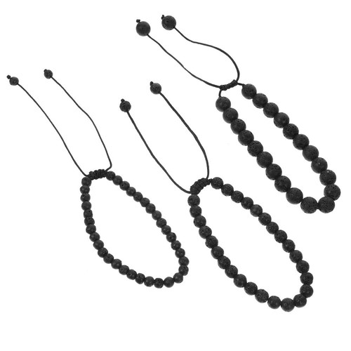 3 Pcs Volcano White Braided Beaded Bracelet Volcanic Rock Men and Women ...