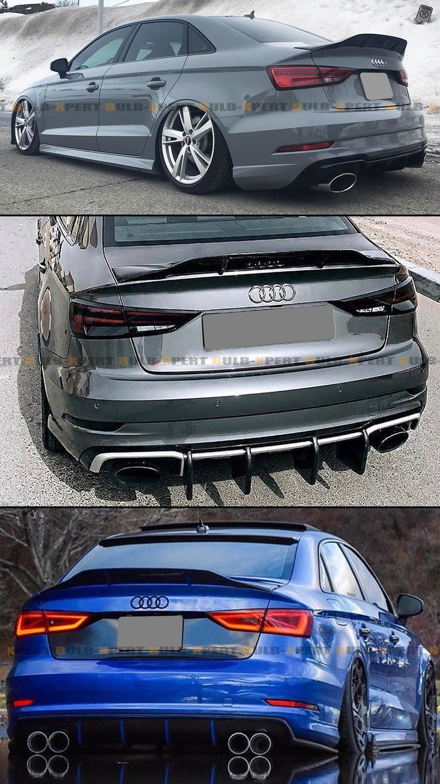 FOR 14-2020 AUDI A3 S3 RS3 8V SEDAN RT STYLE CARBON FIBER DUCKBILL ...