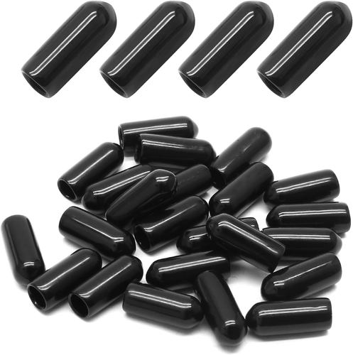 24 Pcs round Rubber End Caps, 1/4" (6Mm) ID Vinyl Flexible Screw Thread ...