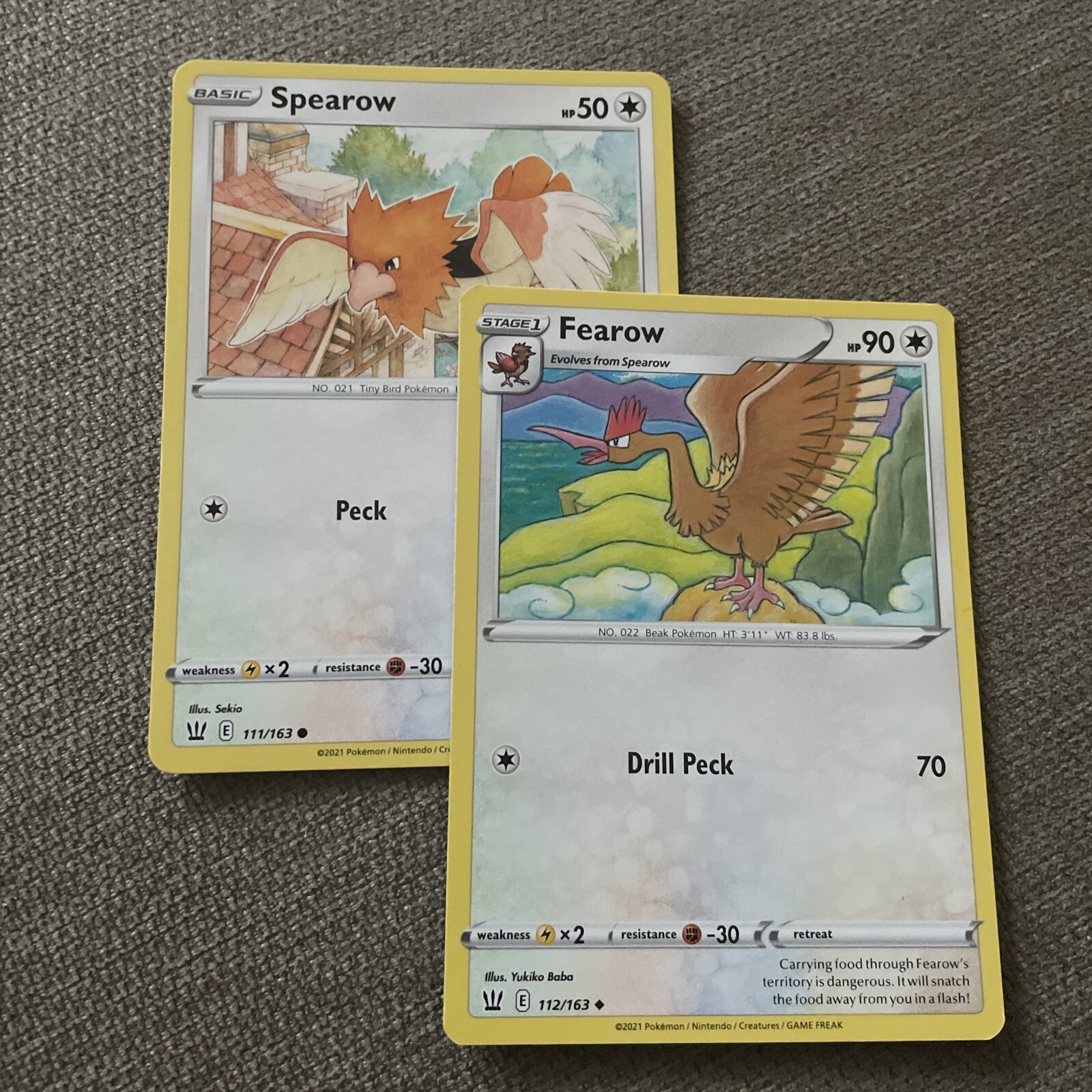 Pokemon TCG Battle Styles Fearow 112/163 AND Spearow 111/163 NM. L549 ...