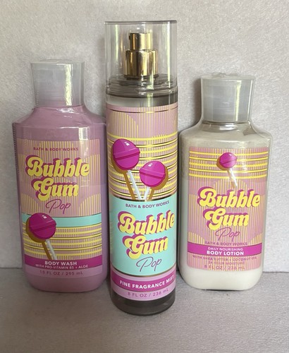Bath & Body Works BUBBLE GUM POP 3 pc Set - Fine Mist, Body Lotion & Wash NEW | eBay