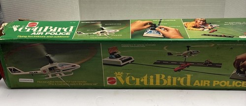 Vintage Verti Bird Air Police Mattel 1973 Flying Helicopter with box | eBay