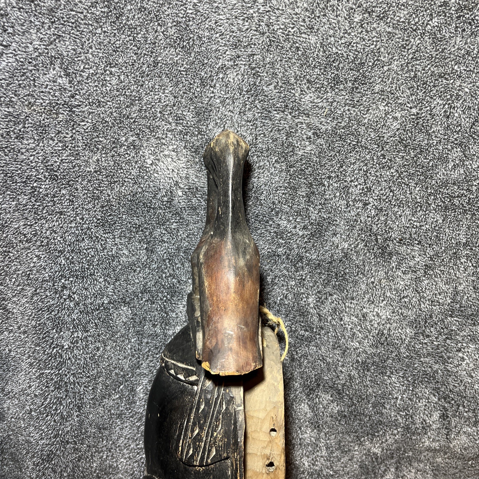 Vintage African Tribal Yaure Baule Carved Wood Mask W/ Bird Figures ...