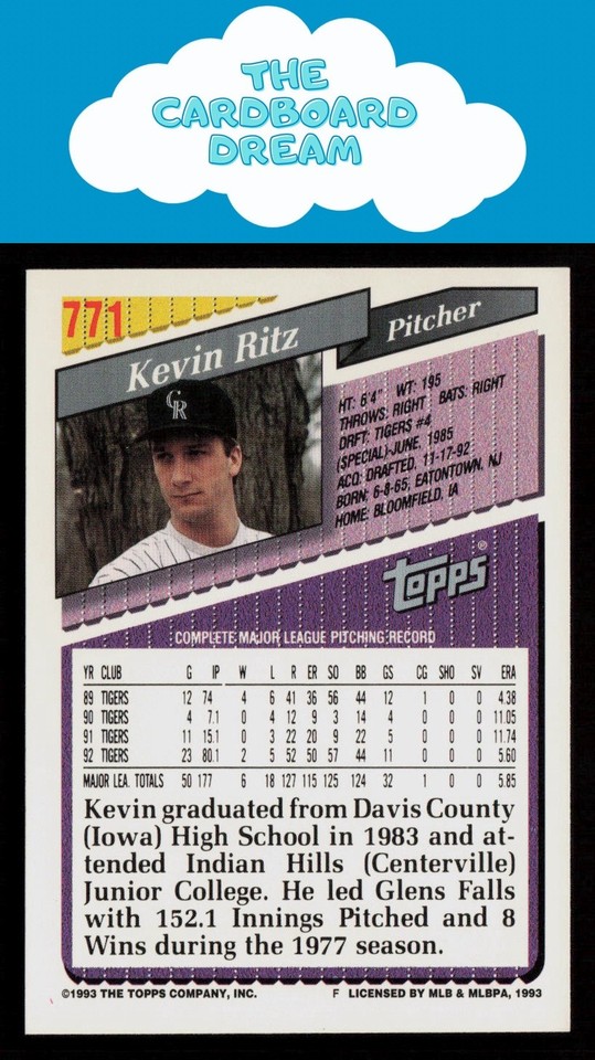 Kevin Ritz 1993 Topps Gold #771 Colorado Rockies Baseball Card | eBay