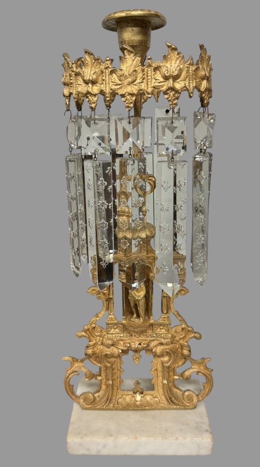 Antique Victorian Three Piece Girandole Candelabra Set w Knights ...