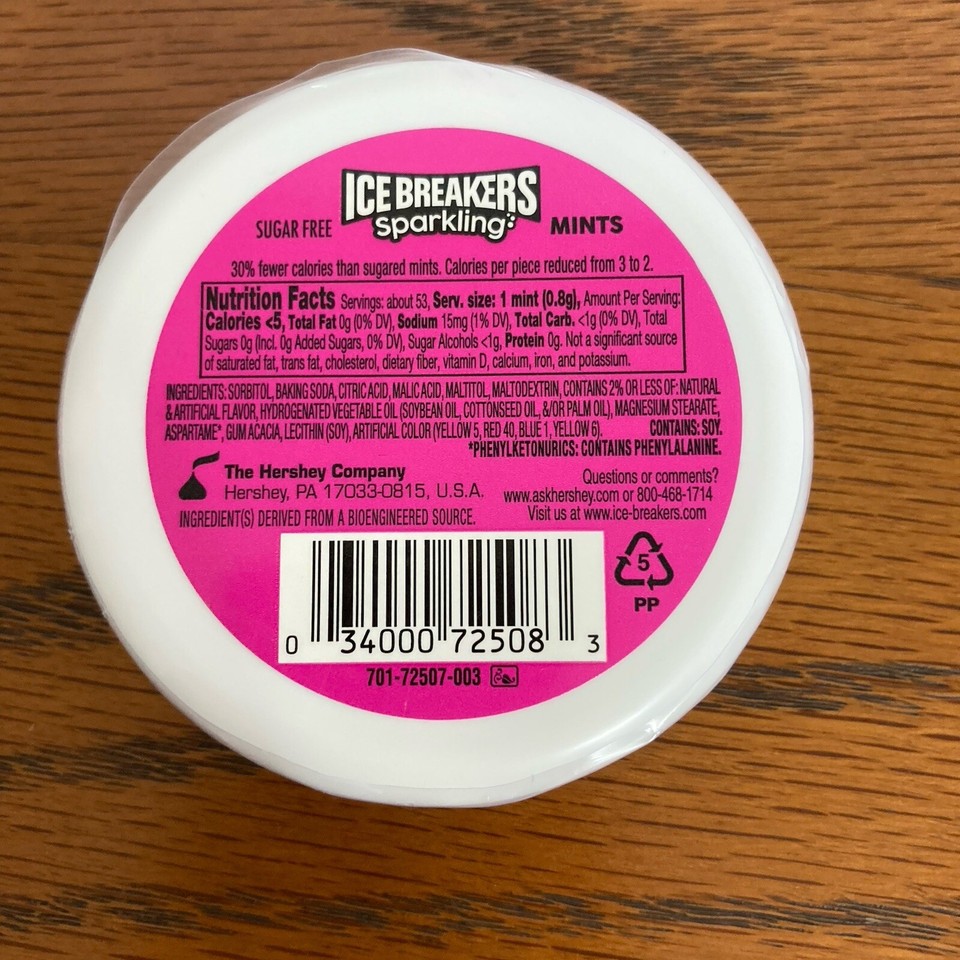 Ice Breakers Mints Sugar Free Sparkling Raspberry Lemon Seltzer 1.5 oz ...