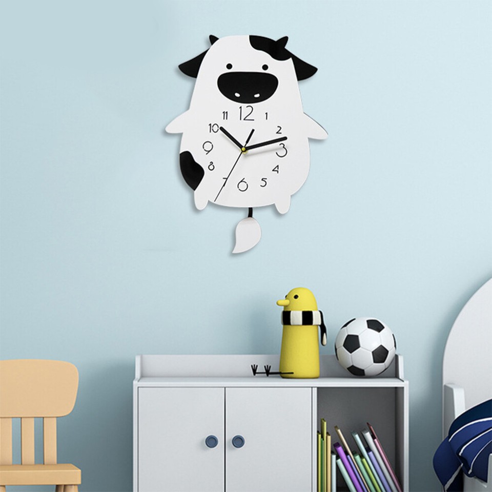 1Pc Cartoon Wall Clock Cow Shaped Clock Decorative Ornament (White) | eBay