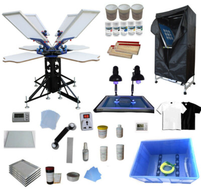 4Color T-Shirt Screen Printing Kit Silk Screen Press DryingCabinet ...