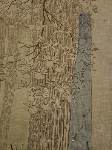 Unfinished Needlepoint Large Forest Woodland Scene 31" X 27" Vintage ...