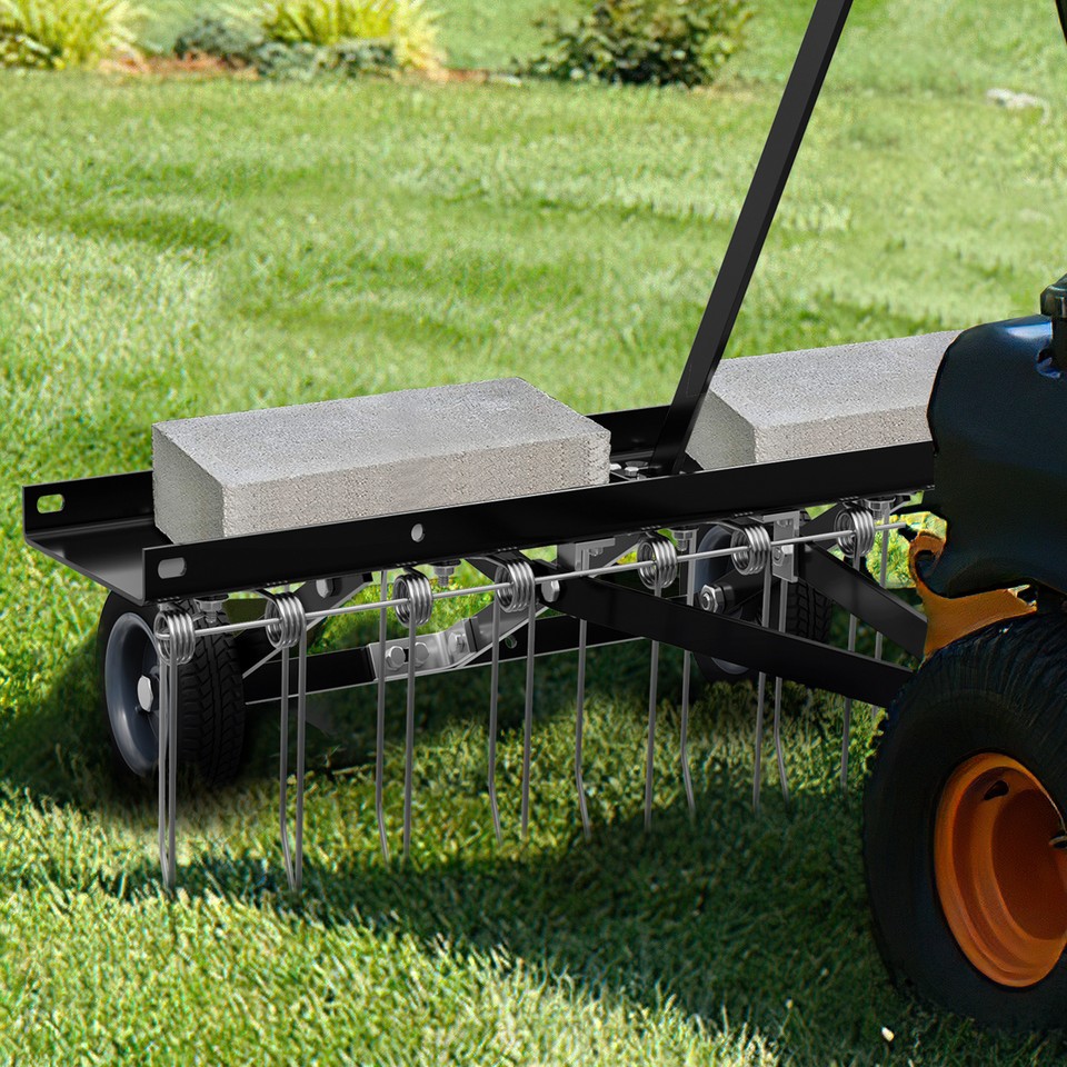40" Dethatcher Tow Behind Lawn rake Sweeper W/ Transport Handle Rust ...
