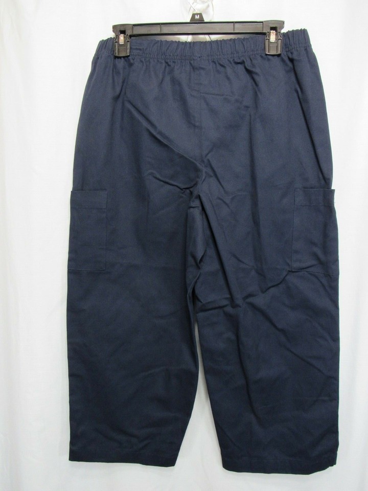 New Basic Editions Capri Pants Size S Blue Elastic Waist Pockets Casual ...