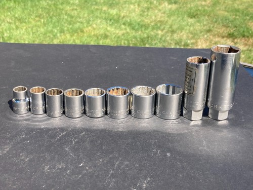 10 pc Set Craftsman USA Sockets 3/8 Dr SAE 3/8" - 13/16" + Spark Plug ...