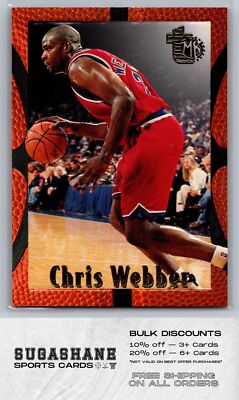 1994 Topps Embossed 100 Chris Webber Washington Bullets Basketball Card ...