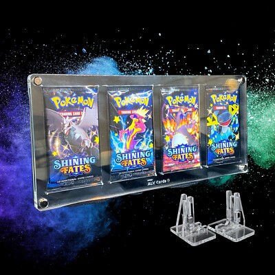 Acrylic Quad Booster Pack Display Case + Stand - Pokemon TCG / Yu-Gi-Oh ...