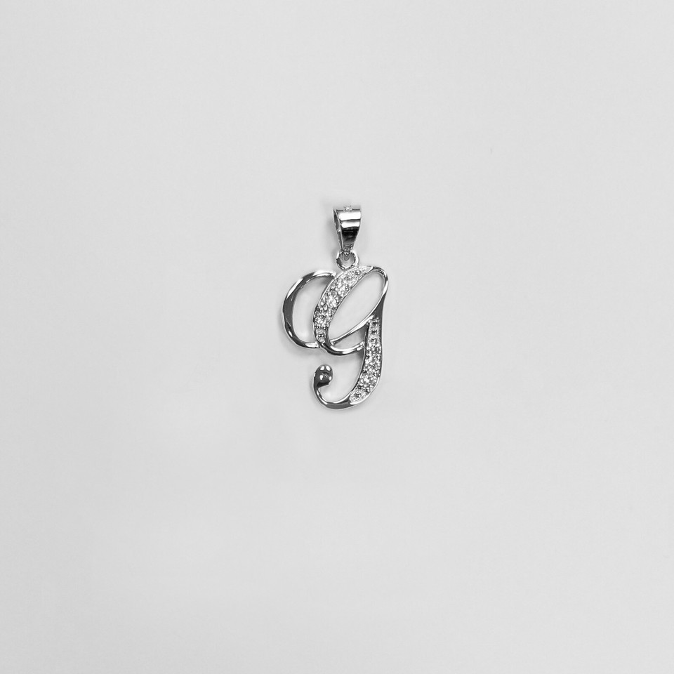 925 Sterling Silver Script Initials with CZ (Choose Initial) | eBay