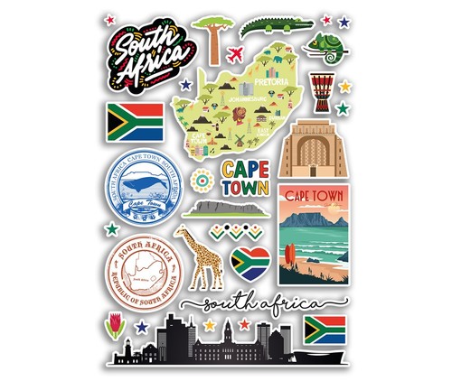 A4 Sticker Sheet South Africa Vinyl Stickers - Holiday Landmarks Travel ...