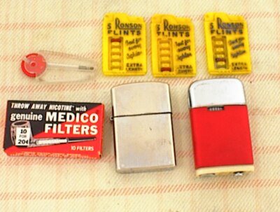 VTG CIGARETTE LIGHTERS RONSON BLUE SHIELD FLINT ZIPPO PIPE MEDICO ...