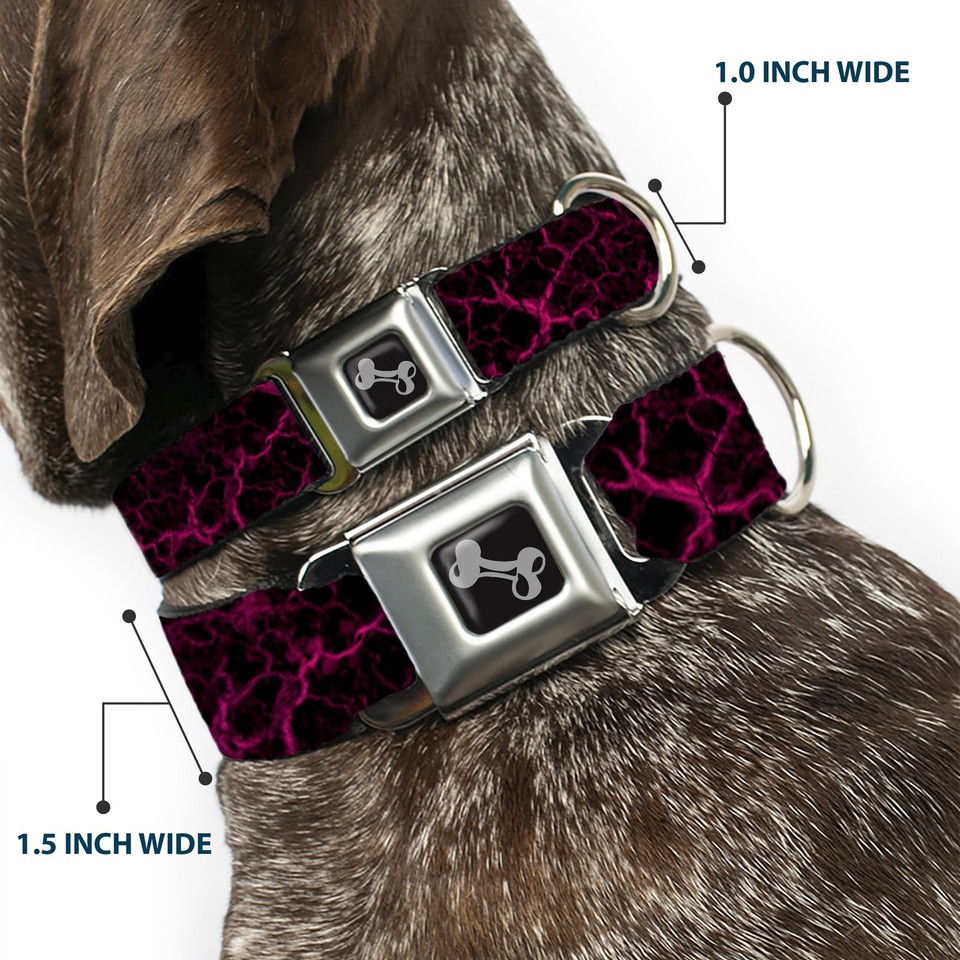 Dog Collar Bone Marble Black/Hot Pink WIDE-Large 20-31" (US IMPORT ...