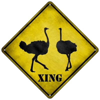 Ostrich Xing Novelty Mini Metal Road Notice 8" Cross Xing Crossing Sign ...