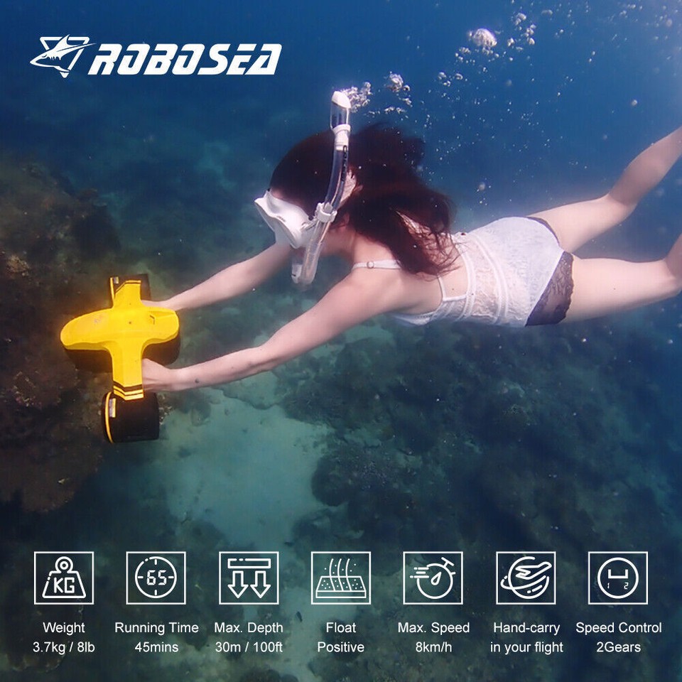 US ROBOSEA Underwater Scooter W/ Mount Dual Motor Diving Sea pool Ocean ...