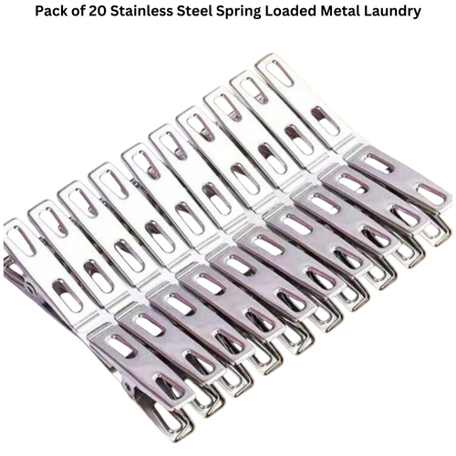 20pcs Stainless Steel Spring Loaded Metal Laundry Clothes Clip Pegs New ...