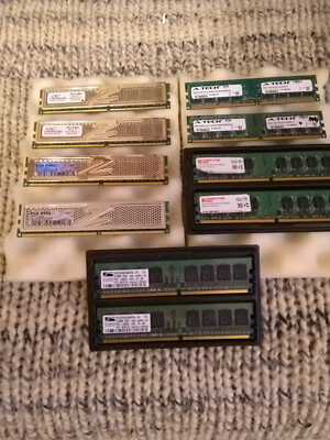 Memory Strips, DDR2, 2GB, 1GB, 512MB, Entire Lot, Removed from office ...
