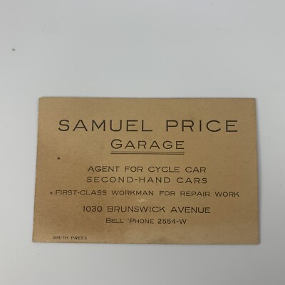 Vintage Business Card For Samuel Price Garage | eBay