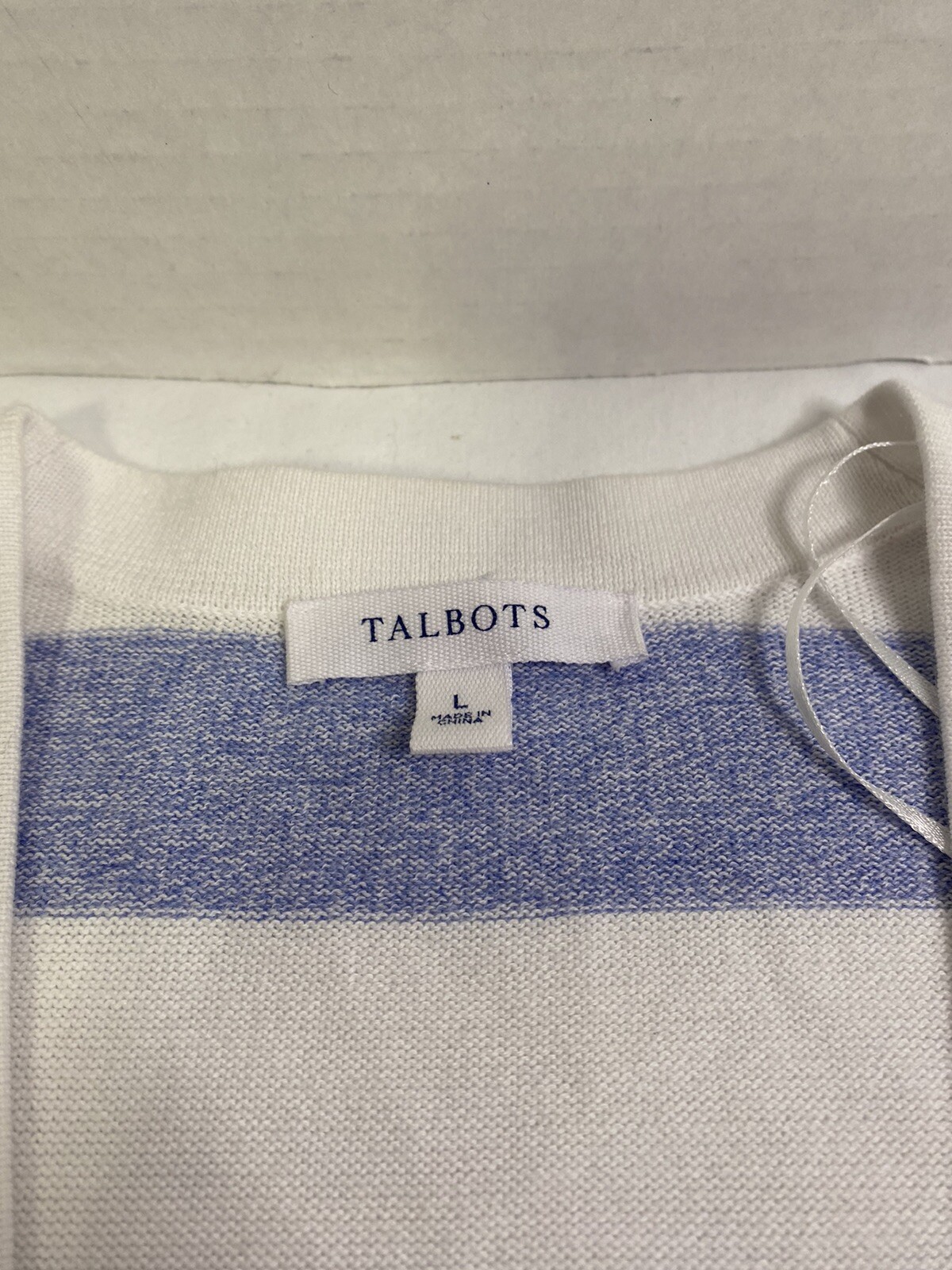 Talbots Light Blue & White Striped Open Front Long Sl… - Gem