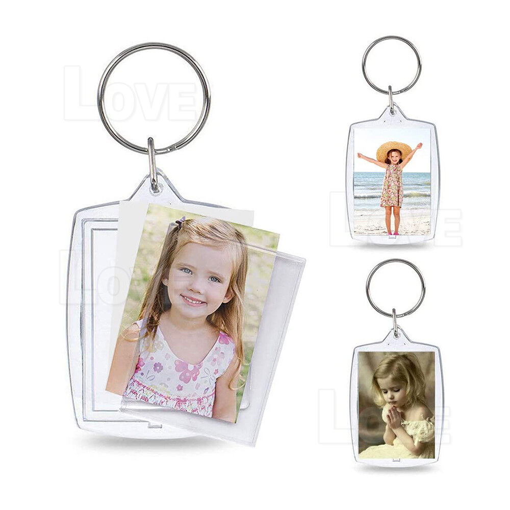 10x Keyring Clear Acrylic Photo Key Chain Picture Frame Blanks DIY ...