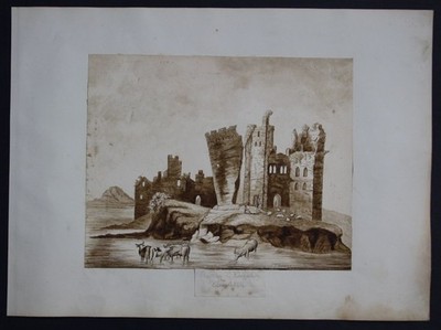 1840 - Caerphilly Castle Watercolor Wales Watercolour Drawing ...
