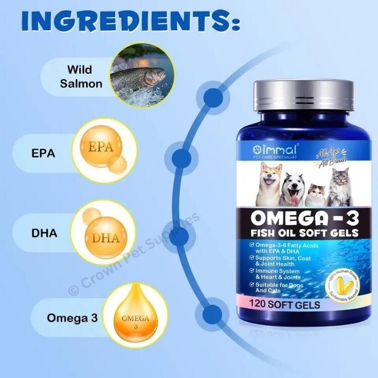 Fish Oil For Dogs & Cat Omega 3 For Dogs From Alaskan Salmon, Cod ...