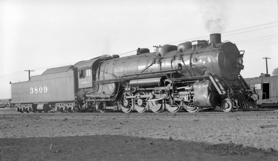AT&SF Santa Fe Railroad locomotive engine No. 3809 type 2-10-2 OLD ...