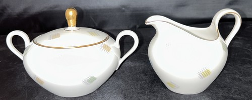 Vintage Seltmann Weiden Liane Grids Porcelain Creamer & Sugar Bavaria W ...
