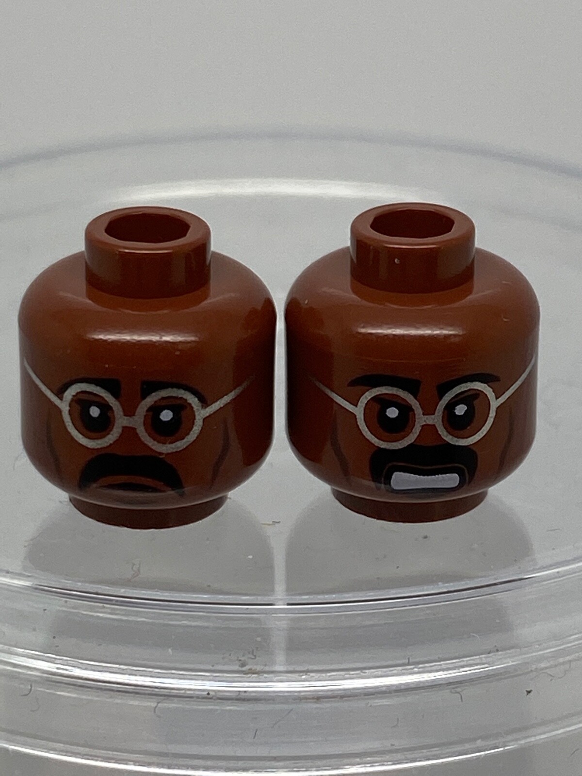 Lego Reddish Brown Minifigure Head Baxter Stockman Glasses Moustache #3 ...
