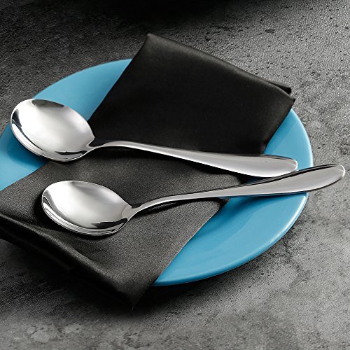 12 Pack Large Round Stainless Steel Soup Spoons Dinner Metal Spoons | eBay